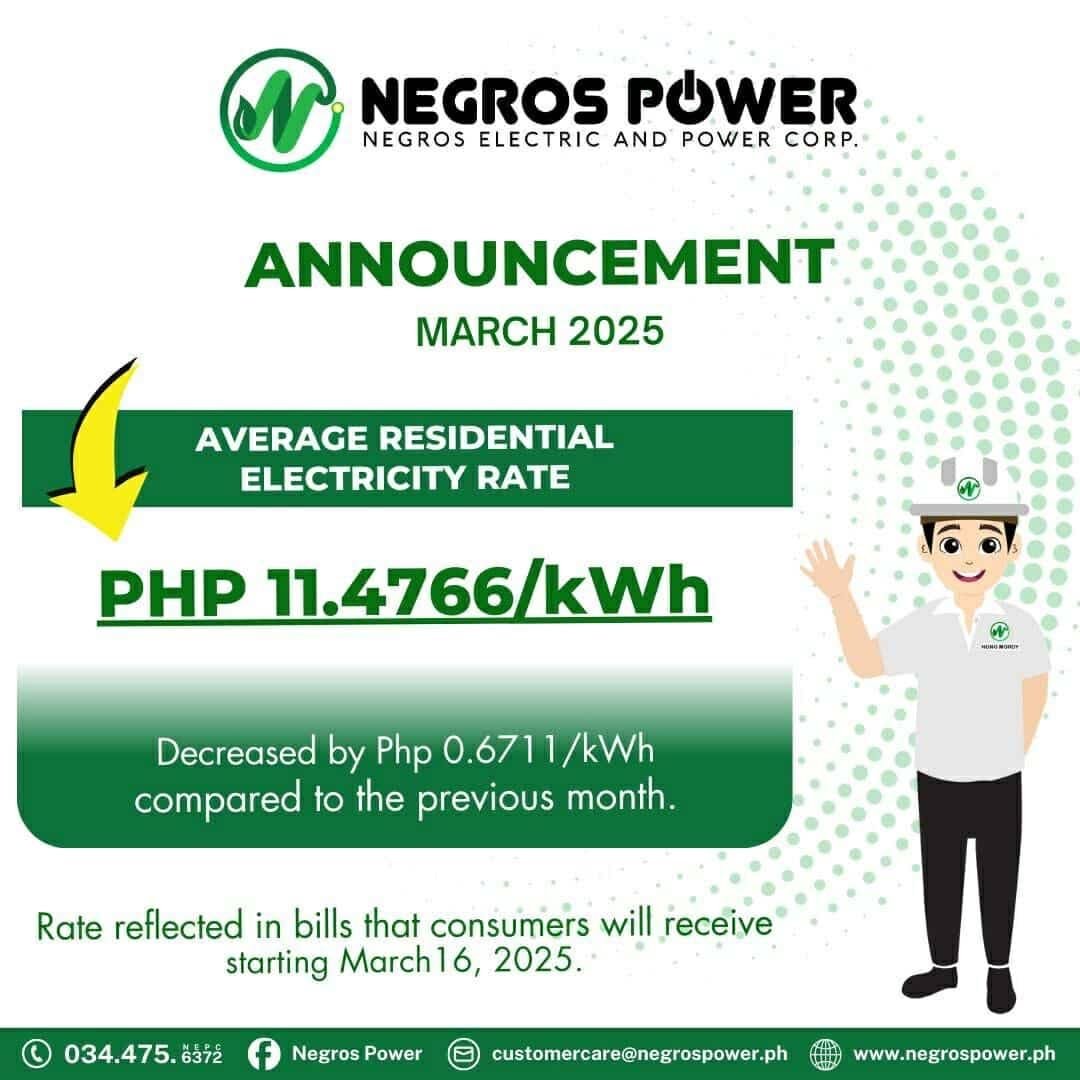 negros power - lower electricity rates for March 2025 - Central Negros ...